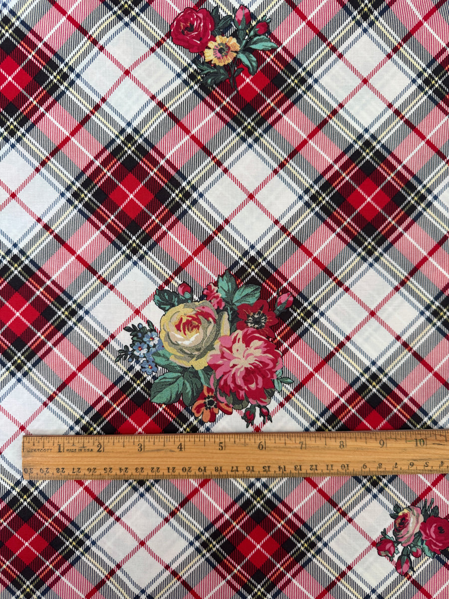 Check and Roses - White and Red - Yoko Okamoto - Yuwa – Sunny Day Supply